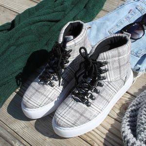 Shoes | Fall Favorite Collection Grey Plaid Sneaker | Poshmark